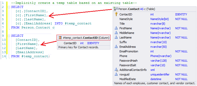 How To Check Structure Of Temp Table In Sql Server