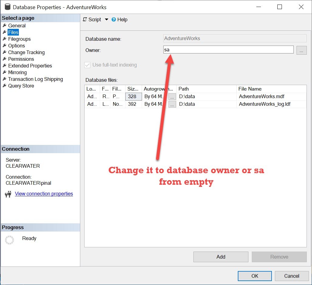 SQL SERVER Fix Error Cannot Execute As The Database Principal 