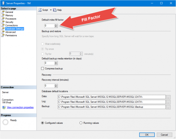 Sql Server Set Server Level Fillfactor Using T Sql Script Sql Authority With Pinal Dave