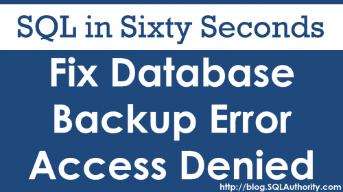Sql Server Fixing Backup Error Operating System Error 5access Is Denied Sql In Sixty