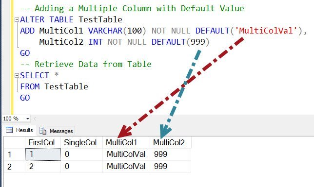SQL SERVER How To Add Multiple New Columns To Table With Default 