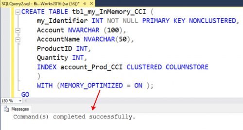 SQL SERVER Creating Clustered ColumnStore With InMemory OLTP Tables SQL Authority With Pinal 