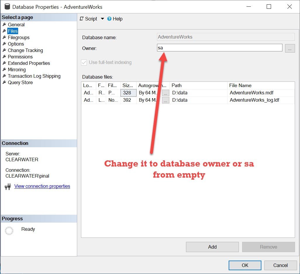 SQL SERVER Fix Error Cannot Execute As The Database Principal