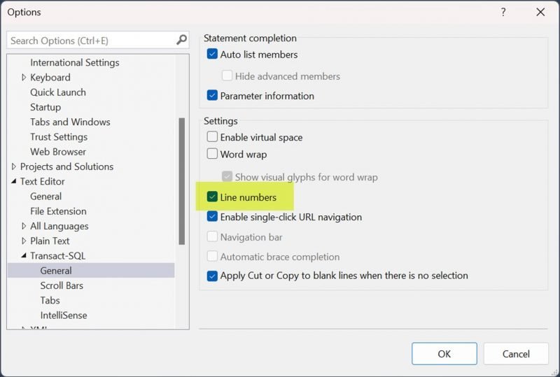 SQL Server How To Display Row Numbers In Query Editor For Efficient Query Editing SQL 